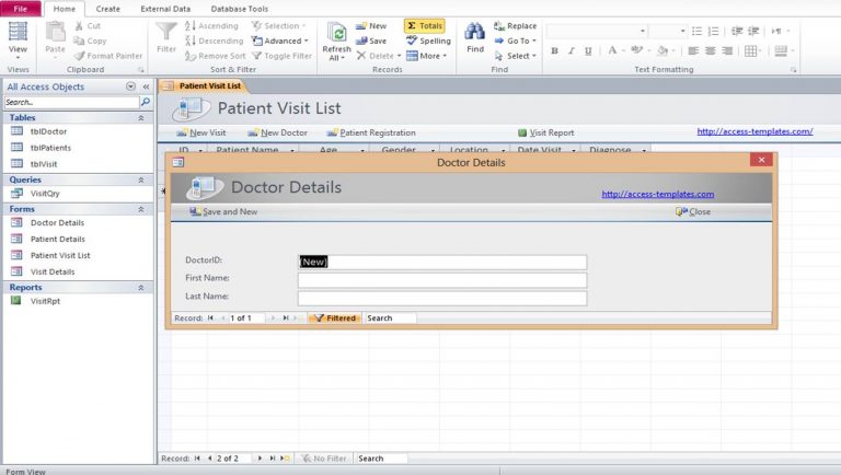 Microsoft Access Hospital Medical Database Templates | Access Database ...