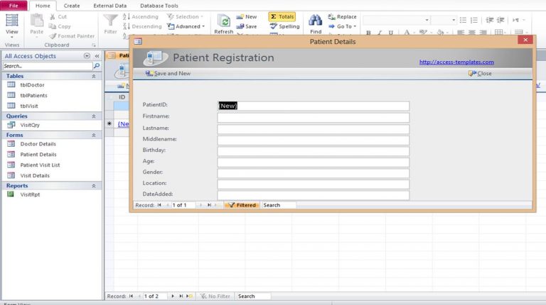 Microsoft Access Hospital Medical Database Templates | Access Database ...