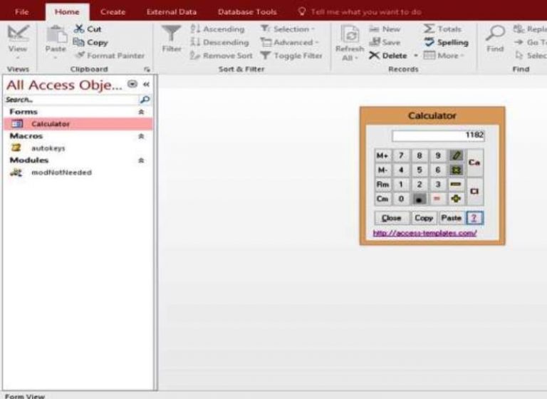 Microsoft Access Templates Calculator Form Example | Access Database ...