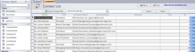 Contact Database Management Software for Ms Access Templates | Access ...
