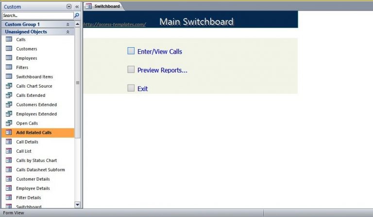 Call Tracking and Monitoring Access Database Template | Access Database ...