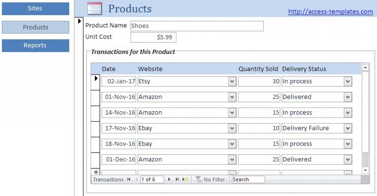 eCommerce Inventory Management Software for Microsoft Access Templates ...