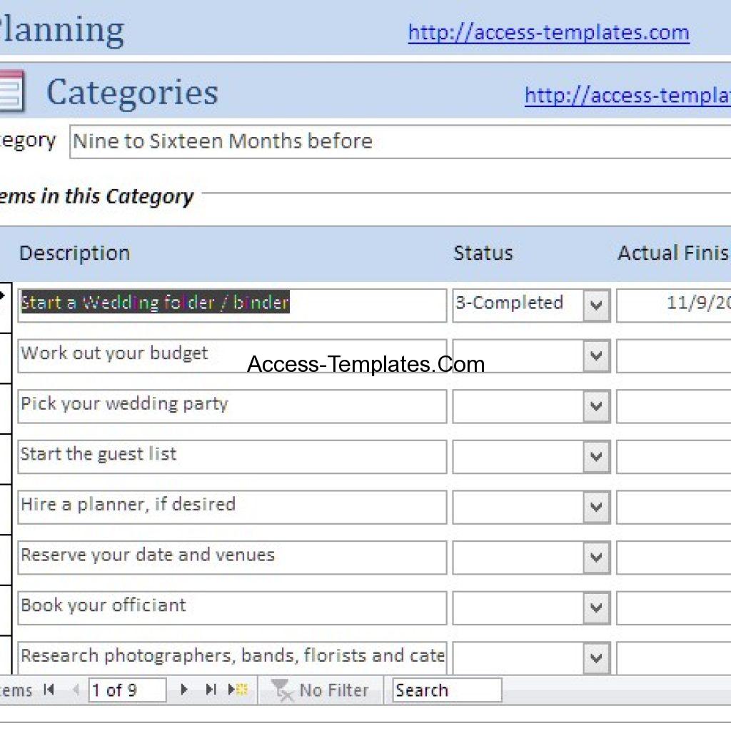 Wedding Planner Template and Checklist for Microsoft Access | Access ...